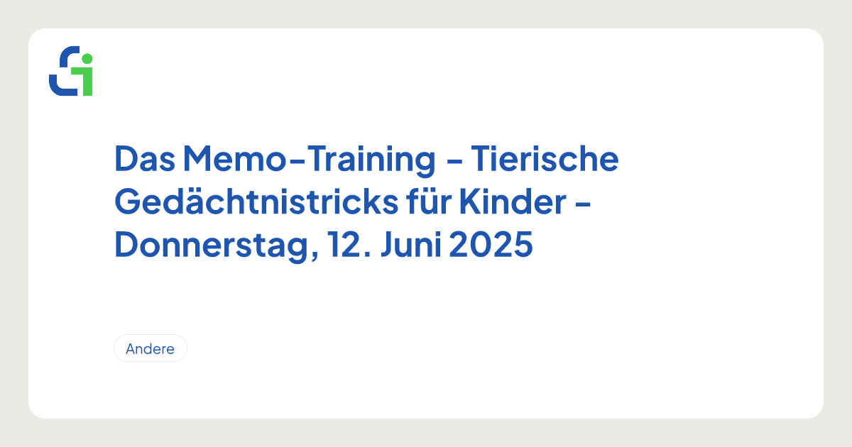 Das Memo-Training - Tierische Gedächtnistricks für Kinder - Donnerstag ...