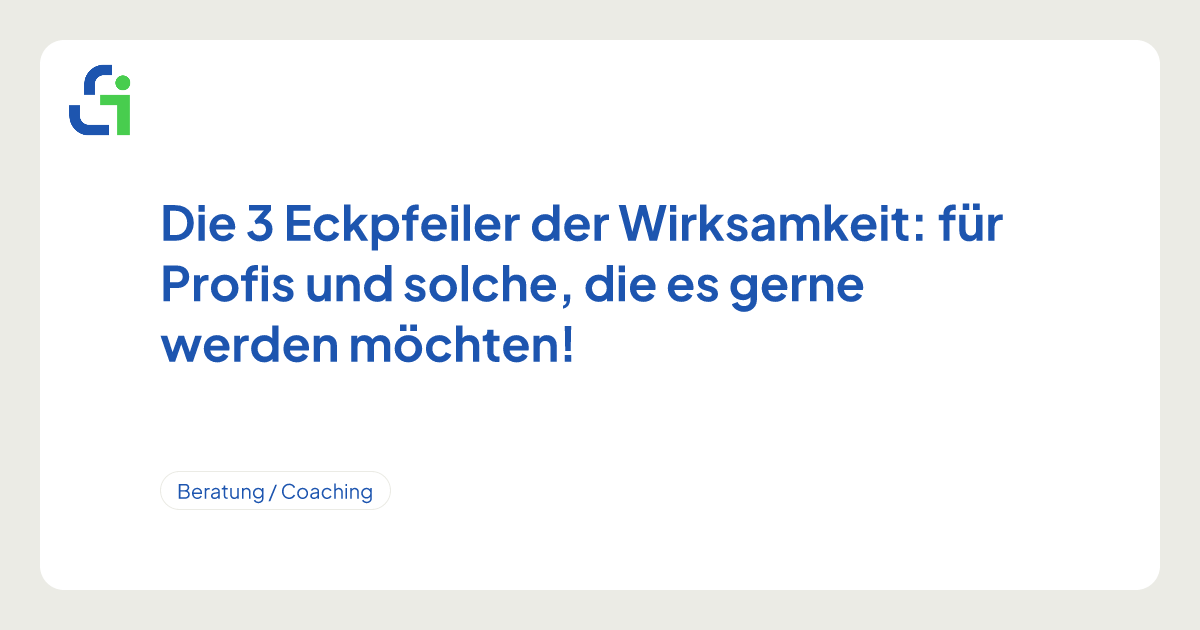 Die 3 Eckpfeiler der Wirksamkeit: für Profis und solche, die es gerne werden möchten!
